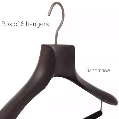6 suit hangers for jacket and suit - matt walnut color, colonel collar ...