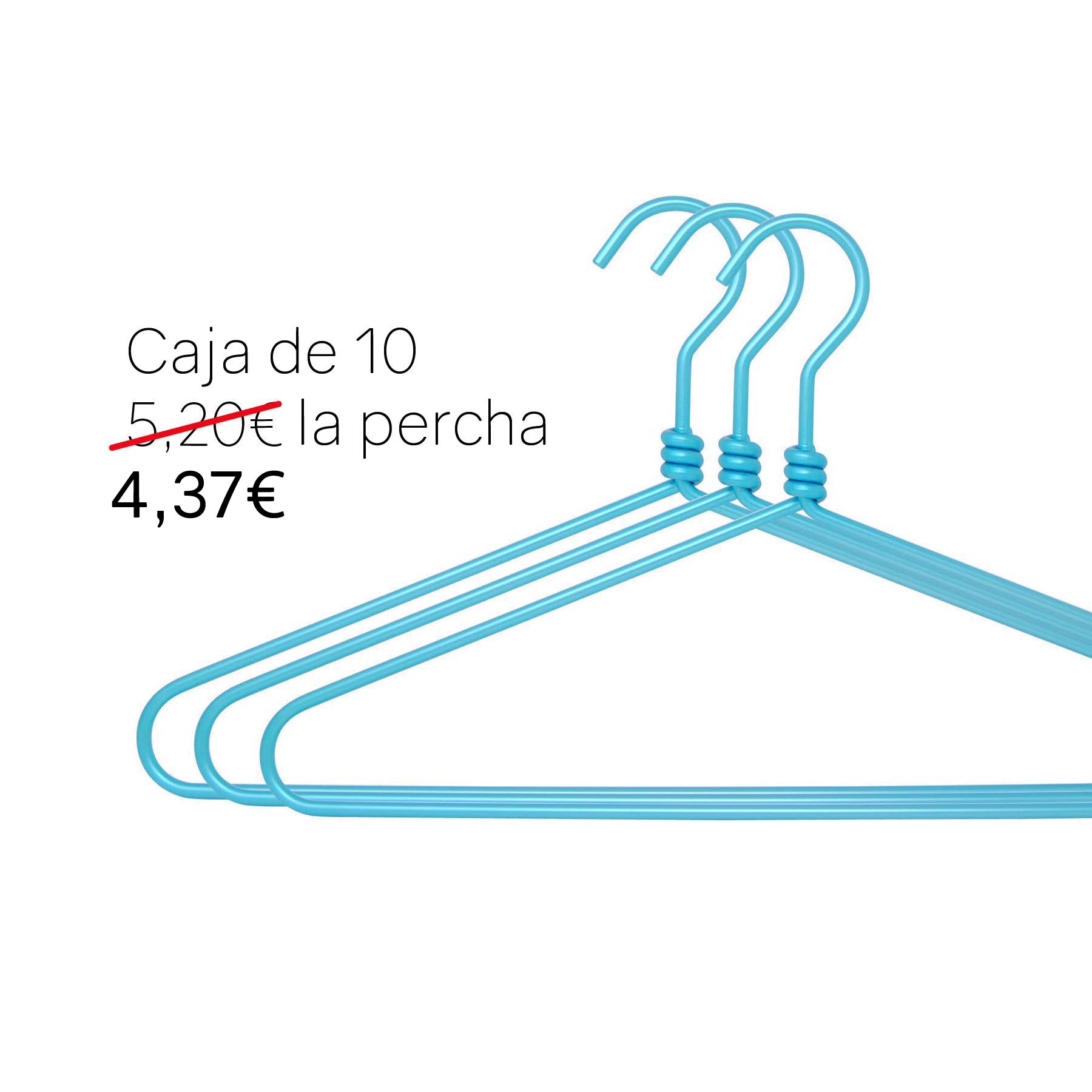 10 perchas de aluminio - Color azul turquesa (ancho 41 cm) - MonCintre.com