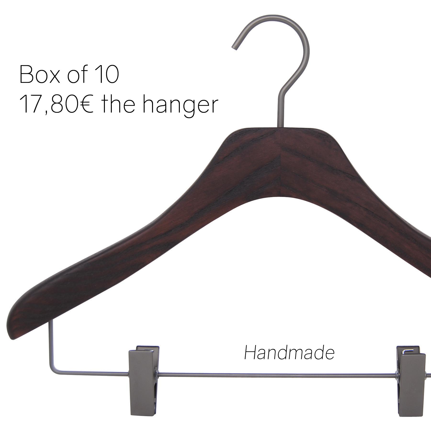 10 hangers for blouse with clips - walnut finishing (width 38 cm ...