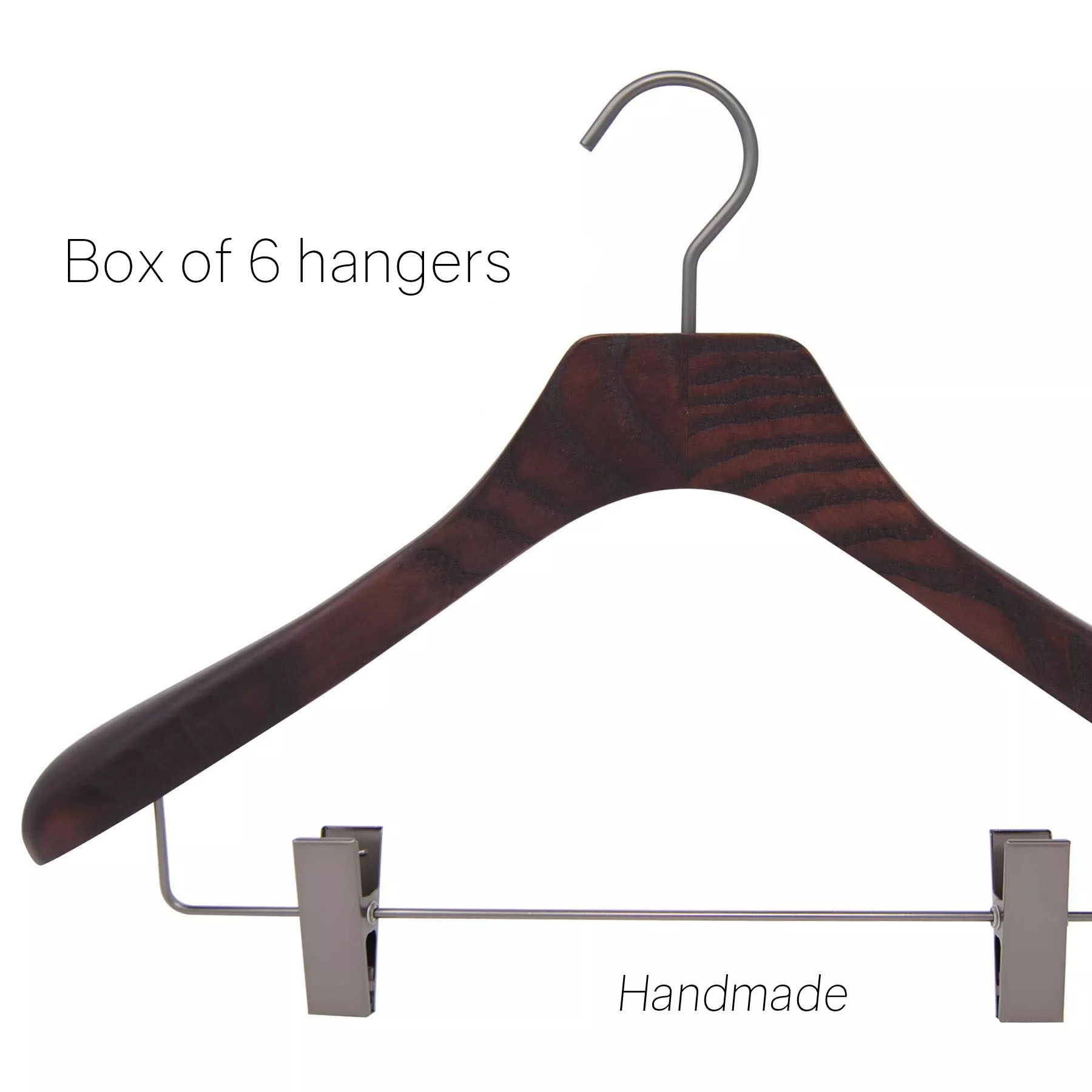 6 man or woman hangers for jacket and suit - walnut color (width 42 cm ...
