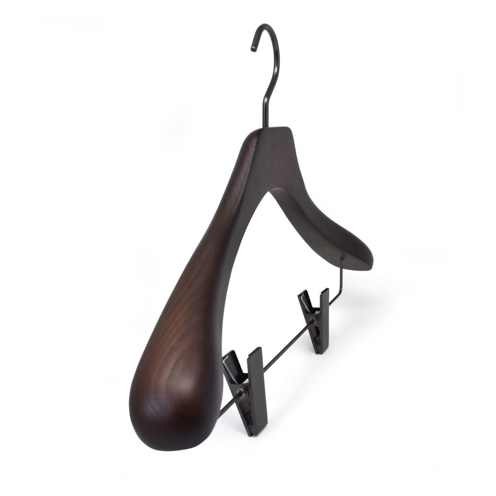 6 luxury wooden hangers for jacket and coat with clips